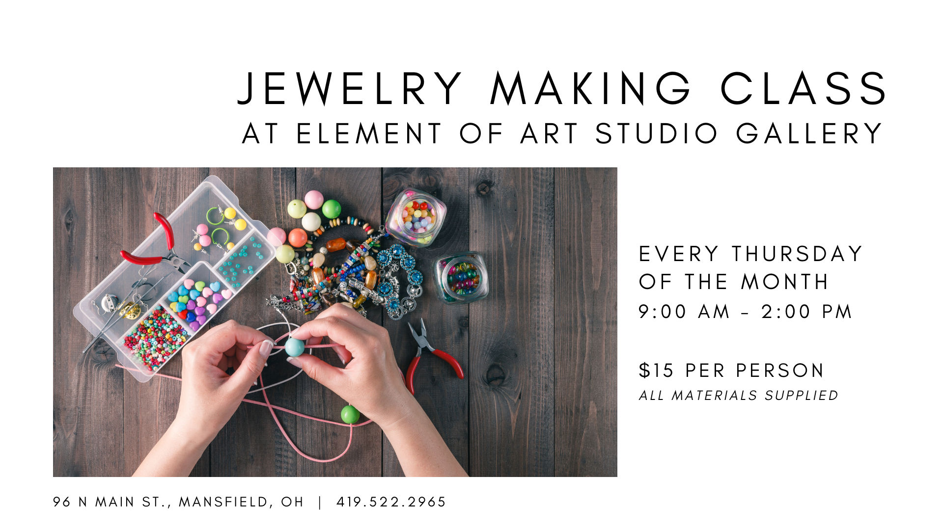 Jewelry Making Class - Element of Art Studio